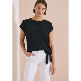 Cecil Damen Kurzarmbluse, schwarz, Gr. XL, unifarben, Stoff, Vorderseite: 100% Viskose. R&uuml;ckseite: 95% Viskose, 5% Elasthan, Blusen, aus softer