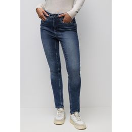Street One Damen Slim-fit-Jeans, blau, Gr. 24, unifarben, Jeans, 89% Baumwolle, 8% Polyester, 3% Elasthan, Jeans, High Waist