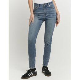 Tally Weijl Damen High-waist-Jeans "SPADESMART2", blau, Gr. 36, Abriebeffekte, Denim/Jeans, Obermaterial: 99% Baumwolle, 1% Elasthan, Jeans, mit