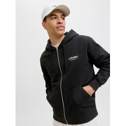 Jack & Jones JACK & JONES Herren Kapuzensweatshirt "JJESOHO SWEAT ZIP HOOD NOOS"schwarz, Gr. XS, bedruckt, angeraute Sweatware, Obermaterial: 80% Baumwolle, 20%