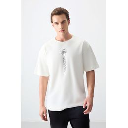&Uuml;bergro&szlig;es Baumwoll-Crewneck-T-Shirt