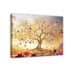 WALLARENA Leinwandbild Baum in Golden | Gr.: 40 x 30 cm