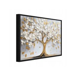 WALLARENA Bild mit Rahmen Baum in Beige | Gr.: 70 x 100 cm