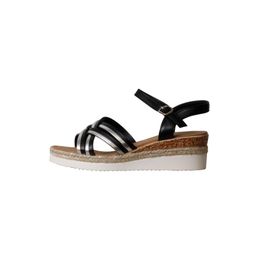 Divine Factory Sandalen mit Keilabsatz und Riemchen Schwarz | Gr.: 38