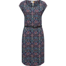 Ragwear Damen Shirtkleid "Lilithe Ikat", blau, Gr. S, Material: 50% Baumwolle, 50% Modal, Kleider, stylisches Damen Sommerkleid mit Tailleng&uuml;rtel