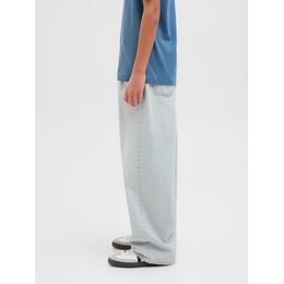Jack & Jones Jungen Relax-fit-Jeans "JJIRON JJORIGINAL SQ 205 NOOS JNR", blau, Gr. 134, JACK & JONES JUNIOR, Abriebeffekte, Denim/Jeans, Obermaterial: 100%