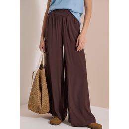 Cecil Damen Stoffhose, braun, Gr. S, unifarben, Web, Obermaterial: 100% Viskose, Hosen, Loose Fit, Viskose, feine Struktur