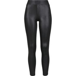 Urban Classics Damen Leggings "Urban Classics Damen Ladies Synthetic Leather Leggings", schwarz, Gr. L, unifarben, 87% Polyester, 13% Elasthan, Hosen