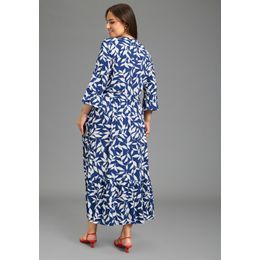 Damen Maxikleid "Gro&szlig;e Gr&ouml;&szlig;en"marine, gemustert, Gr. 42, LAURA SCOTT CURVE, gemustert, Jersey, Obermaterial: 95% Viskose, 5% Elasthan, Kleider,
