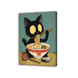 WALLARENA Leinwandbild Katze in Schwarz | Gr.: 60 x 40 cm