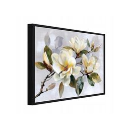 WALLARENA Bild mit Rahmen Blumen in Grau | Gr.: 40 x 30 cm