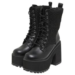 Buffalo Damen Stiefel "Buffalo KILLAH LACE UP HI -", Gr. 41, schwarz, Polyurethan, unifarben, Schuhe