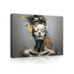 WALLARENA Leinwandbild Frau in Grau Leinwand Bilder | Gr.: 60 x 40 cm