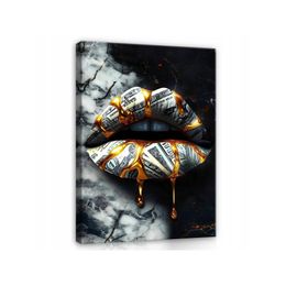 WALLARENA Leinwandbild Mund in Schwarz | Gr.: 40 x 30 cm