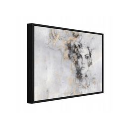 WALLARENA Bild mit Rahmen Frau in Beige | Gr.: 120 x 80 cm