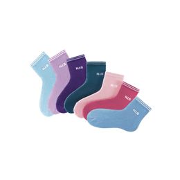 H.I.S. H.I.S Damen Kurzsocken "Damen Vollfrottee Socken mit Rippstruktur", Gr. 35, bunt, Baumwolle, Polyamid, geringelt, uni, Socken, atmungsaktive Baumwolle