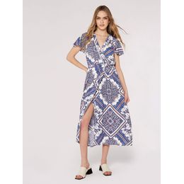Apricot Damen Druckkleid "Scarf Print Midaxi Dress", blau, Gr. 38, gemustert, Obermaterial: 100% Viskose CV., Kleider, iin Wickeloptik, mit