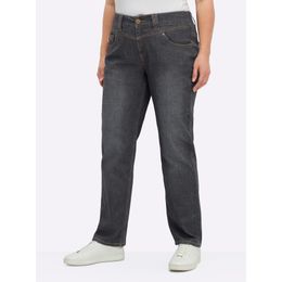sheego Damen Bequeme Jeans, grau, Gr. 40, unifarben, 99% Baumwolle, 1% Elasthan, Jeans