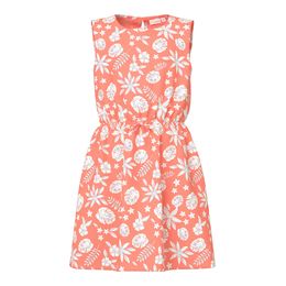 name it M&auml;dchen Minikleid "NKFVINAYA SPENCER", orange, Gr. 134, bedruckt, gebl&uuml;mt, Web, Obermaterial: 98% Polyester, 2% Elasthan, Kleider,