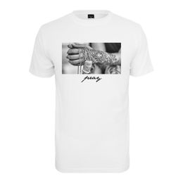 MisterTee Herren T-Shirt "MisterTee Herren Pray 2.0 Tee", wei&szlig;, Gr. M, unifarben, 100% Baumwolle, Shirts