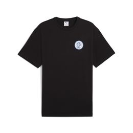 Puma Herren T-Shirt "Wardrobe Essentials Sports Legacy Relaxed T-Shirt Herren", schwarz, Gr. XL, bedruckt, Obermaterial: 100% Baumwolle. Rippe: 80%