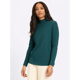 Heine Damen Langarmshirt "Rollkragen-Shirt", gr&uuml;n, Gr. 46, unifarben, 95% Baumwolle, 5% Elasthan, Shirts