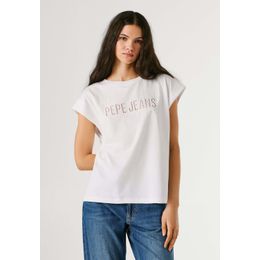 Pepe Jeans Damen T-Shirt "basic t-shirt MIRARI", wei&szlig;, Gr. S, 100% Baumwolle, Shirts