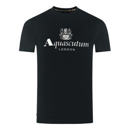 Aquascutum London Aldis Markenlogo Schwarzes T-Shirt