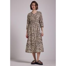 Damen Midikleid, braun, Gr. 44, STREET ONE STUDIO, Stoff, 88% Viskose, 12% Polyamid, Kleider, soft und trageangenehm