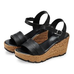 Lascana Damen Sandalette "Sommerschuh, offener Schuh, Sandale, Keilsandalette", Gr. 37, schwarz, Obermaterial: 100% Schafsleder. Decksohle: 100%