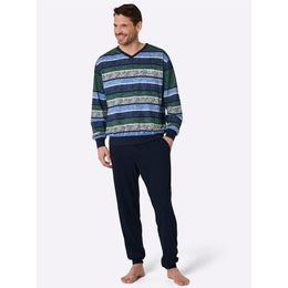 Hajo Herren Schlafanzug, Gr. 44, blau, 52% Baumwolle, 48% Modal, Homewear-Sets