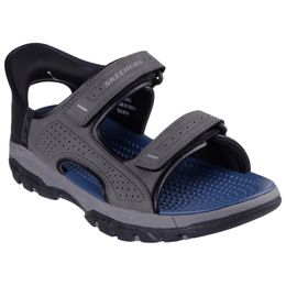 Skechers Herren Outdoorsandale "TRESMEN-REECE", Gr. 43, grau, Lederimitat, Schuhe, Trekking Sandale, Outdoorschuh mit Heel Pillow Funktion