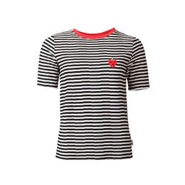 KLEINIGKEIT Damen T-Shirt "Kleinigkeit Fru T-Sh&ouml;rt", schwarz-wei&szlig;, Gr. M, gestreift, 65% Polyester, 35% Viskose, Shirts