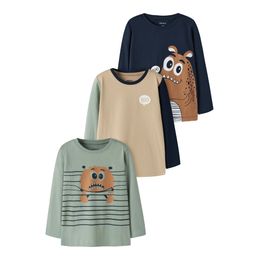 name it Jungen Langarmshirt "NMMNIKO 3P LS TOP", bunt, Gr. 92, bedruckt, Jersey, Obermaterial: 100% Baumwolle, Shirts, Baumwolle, regular fit