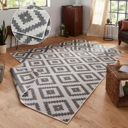 Teppich Hanse Home, B:80cm H:5mm L:150cm, grau, Kunstfaser, Wohnzimmer, Teppiche, "Malta Wendeteppich", In-& Outdoor, Wetterfest, Balkon, Terrasse,