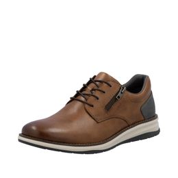 Rieker Herren Schn&uuml;rschuh, Gr. 40, braun, Glattleder, unifarben mit Farbeinsatz, Schuhe, Festtagsschuh, Halbschuh, Business-Schn&uuml;rer mit weicher