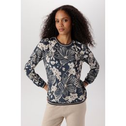 Damen Shirtbluse, blau, Gr. 48, Aniston SELECTED, bedruckt, gebl&uuml;mt, gemustert, Cr&ecirc;pe, Obermaterial: 97% Polyester, 3% Elasthan, Blusen, mit