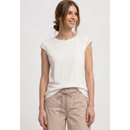 Street One Damen T-Shirt, wei&szlig;, Gr. 38, unifarben, Web, 50% Baumwolle, 50% Modal, Shirts, mit Rundhalsausschnitt