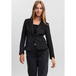 V&eacute;ro Moda VERO MODA Damen Jerseyblazer "VMJULIA LS BLAZER", schwarz, Gr. 42, unifarben, Piqu&eacute;, Obermaterial: 66% Polyester, 34% Baumwolle, Blazer, Materialmix