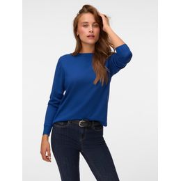 V&eacute;ro Moda VERO MODA Damen Strickpullover "VMSILJE LS O-NECK PULLOVER NOOS", blau, Gr. M, unifarben, Strick, Obermaterial: 77% Viskose, 23% Polyester, Pullover