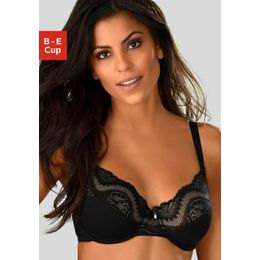Damen B&uuml;gel-BH, PETITE FLEUR GOLD BY LASCANA, Gr. 95, schwarz, Spitze, Obermaterial: 88% Polyamid, 12% Elasthan, BHs, mit Obercup aus floraler