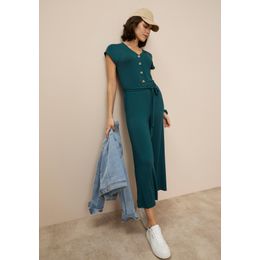 Tamaris Damen Culotte-Overall "mit figurumspielendem Schnitt, aus flie&szlig;ender Viskose-Qualit&auml;t", gr&uuml;n, Gr. 38, unifarben, Jersey, Obermaterial: 95%