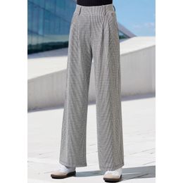 Lascana Damen Schlupfhose "extra Weit mit Bundfalten", Gr. 44, blau, Obermaterial: 65% Polyester, 31% Viskose, 4% Elasthan, Jacquardmuster,