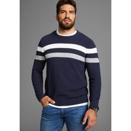 MAN'S WORLD MAN'S WORLD Herren Rundhalspullover "Bis Gr&ouml;&szlig;e 5 XL", blau, Gr. S, meliert, Feinstrick, Obermaterial: 100% Baumwolle, Pullover, in melierte Optik