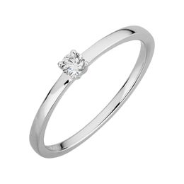 LYOMI Damen Fingerring "585/- Wei&szlig;gold 1 synth. Diam. 0,10 ct.", 052 (16,6), 0,1 VS = sehr kleine Einschl&uuml;sse, Gold, silber, Gold, Fingerringe