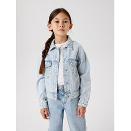 name it M&auml;dchen Jeansjacke "NKFMILA DNM JACKET 8510-ZA NOOS", blau, Gr. 164, Abriebeffekte, unifarben, Web, Obermaterial: 100% Baumwolle, Jacken, in