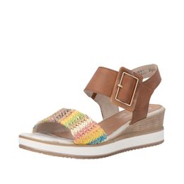 Remonte Damen Sandalette "ELLE-Collection", Gr. 38, bunt, Leder, Textil, Flechtoptik, Schuhe, Sommerschuh, Sandale, Bequemschuh mit Klett unter der