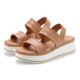 Lascana Damen Plateausandaletten "Sommerschuh, Sandale, Sandalette, offener Schuh, Plateausandale", Gr. 41, braun, Obermaterial: 100% Rindsleder.