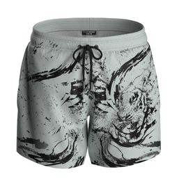Plein Sport Wassertiger Logo Boardshorts Badehose in Hellgrau