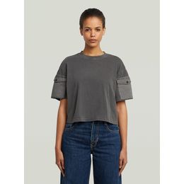 G-Star Raw G-STAR Damen T-Shirt "Washed Mix Boxy Cropped T-Shirt", grau, Gr. XS, Obermaterial: 100% Baumwolle, Shirts